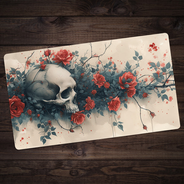 Skull and Red Roses Playmat – Inked Gaming