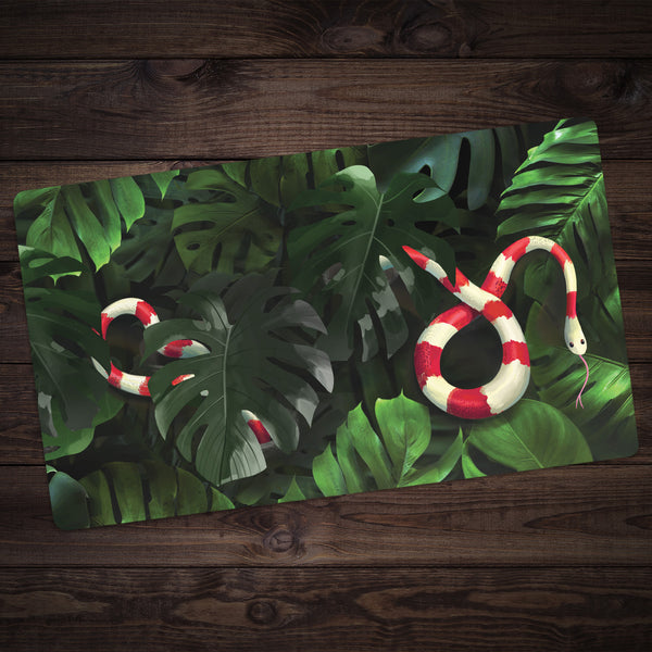 Snake Under Monstera Leaves Playmat – Inked Gaming