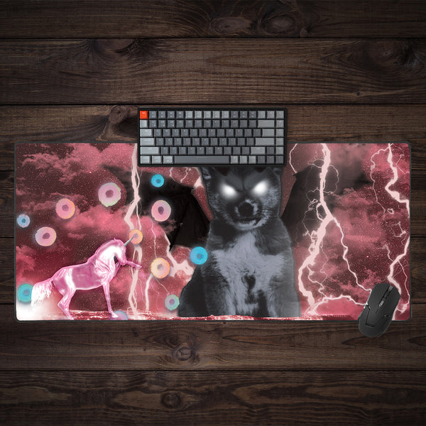 Plastic Unicorn Vs Shiba Demon Extended Mousepad – Inked Gaming
